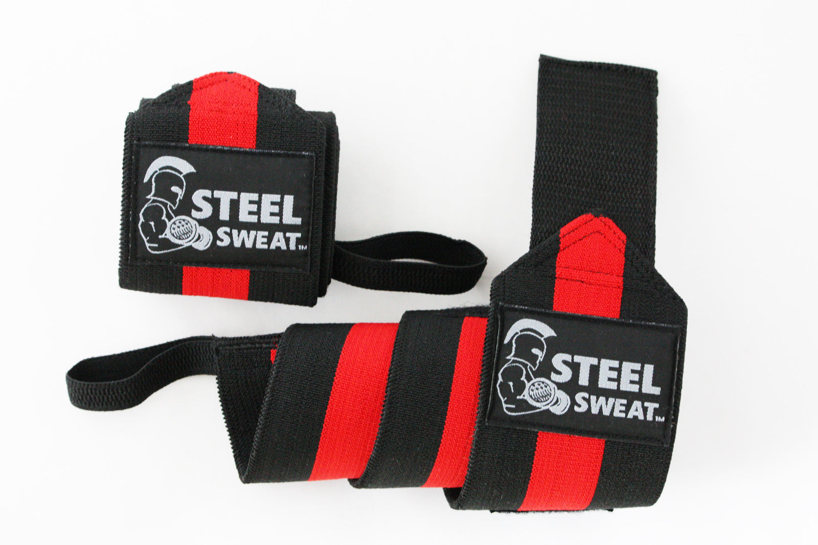 Steel Sweat Wrist Wraps -24" Red & Black | Wrist Support for Weightlifters