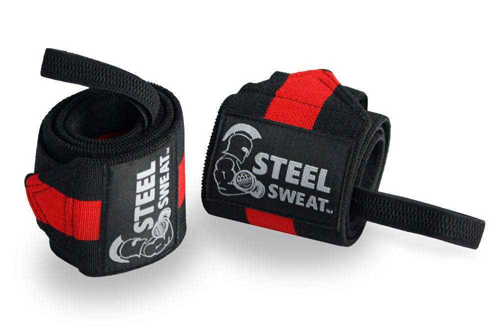 Steel Sweat Wrist Wraps -24" Red & Black | Wrist Support for Weightlifters