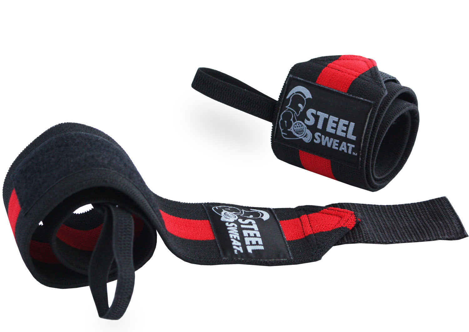 Steel Sweat Wrist Wraps -24" Red & Black | Wrist Support for Weightlifters